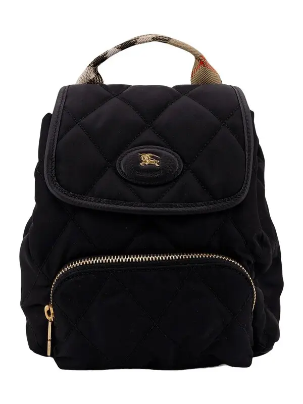 Burberry Mini Quilted Nylon Backpack With Leather Logo Patch - Black