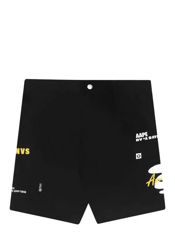 AAPE BY *A BATHING APE Moonface Logo-print Cargo Shorts - Neutrals