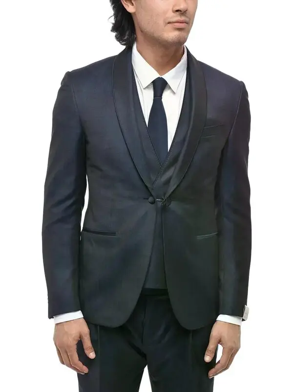 Corneliani Satin-trim Three-piece Suit - Blue