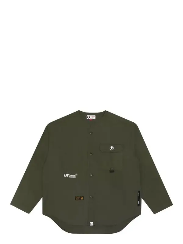 AAPE BY *A BATHING APE Collarless Logo-print Shirt - Green