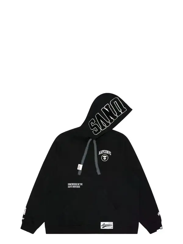 AAPE BY *A BATHING APE Moonface Embroidered Raglan Hoodie - Black