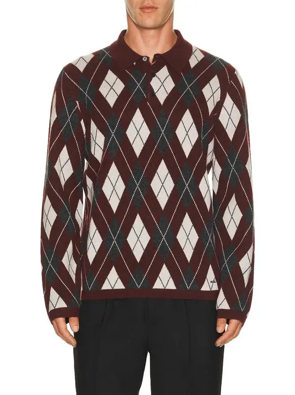 Simkhai Callum Cashmere Argyle Polo In Multi - Fig Multi