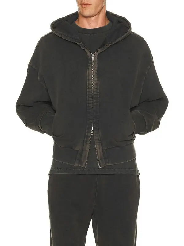 ENTIRE STUDIOS Thermal Hood In Black - Washed Black