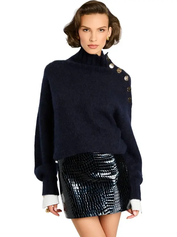 Retrofete Amalia Sweater With Button Detail - Ink/navy