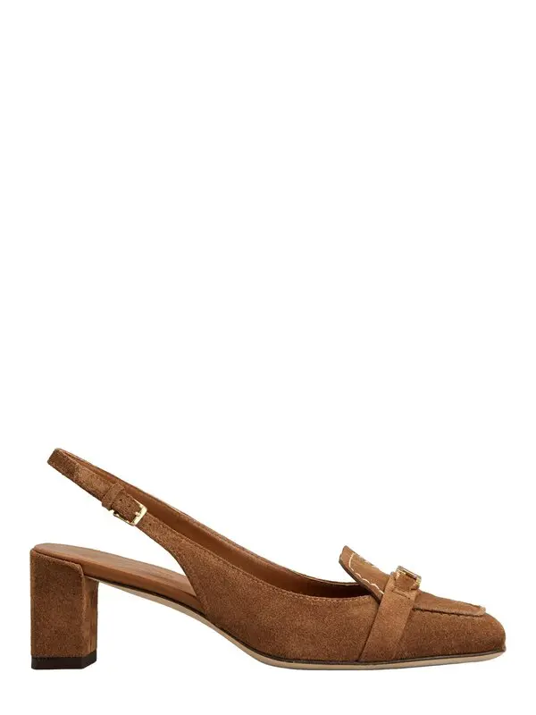 TOD'S Suede Slingback Pumps - Brown