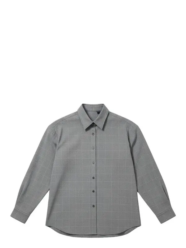 LUÚM Montclair Windowpane Suiting Button-down Shirt - Grey