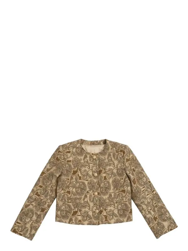 LUÚM Venice Cropped Paisley Jacquard Jacket - Gold