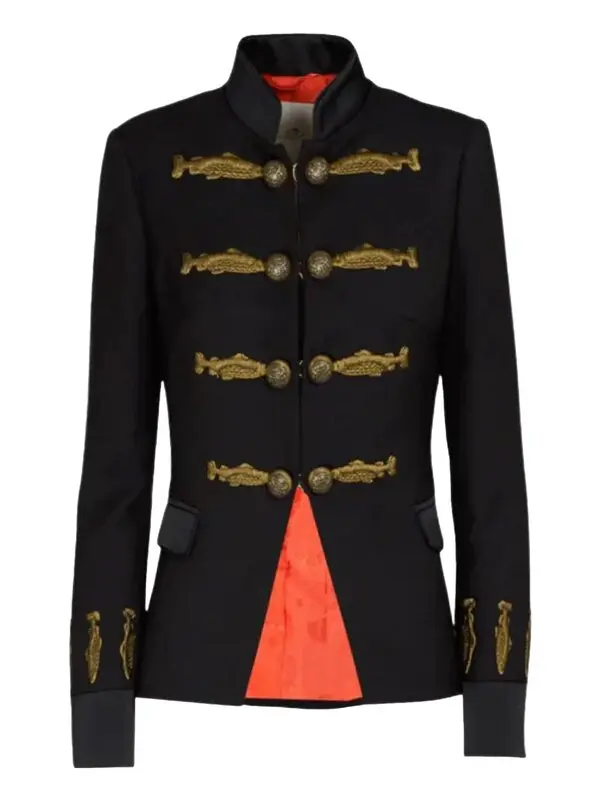 THE EXTREME COLLECTION Embroidered Military Blazer - Black