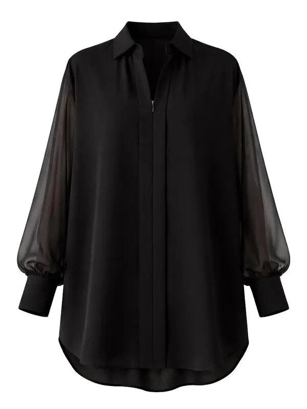 EXQUISE Arlene Chiffon Lined Blouse - Black