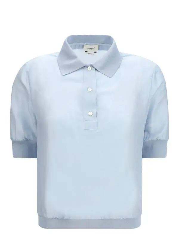 Jacob Cohen Short-sleeve Blouse With Classic Collar - Blue