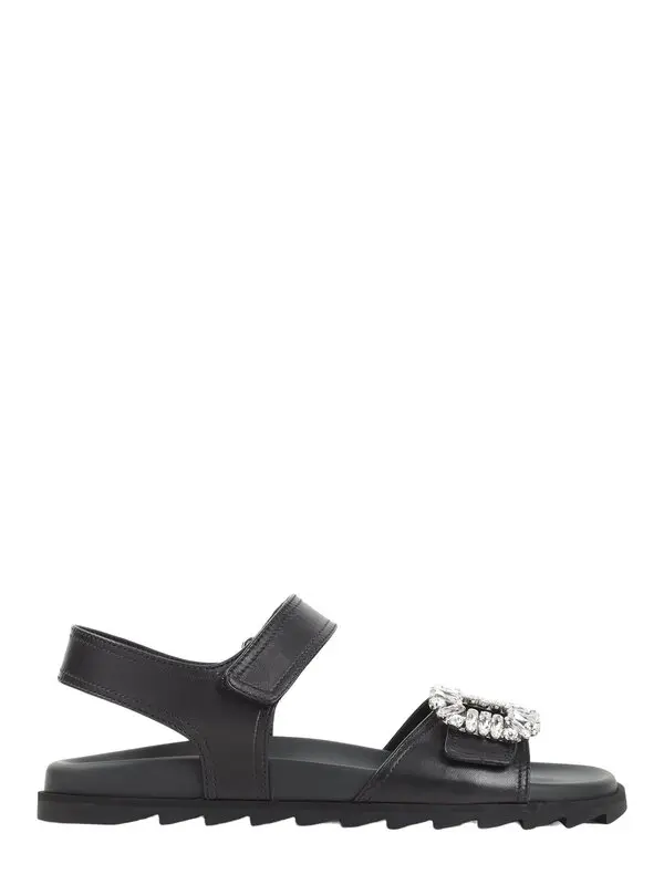 ROGER VIVIER Slidy Viv Strass Sandals - Black