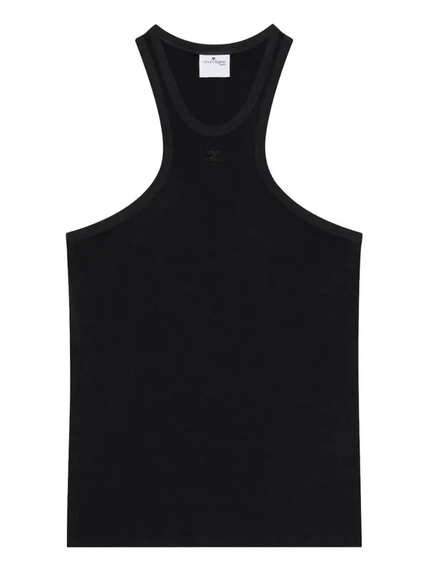 COURREGES Sleeveless Ac Logo Top - Black
