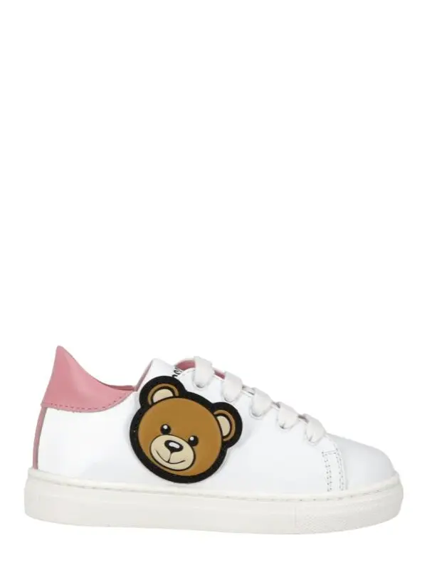 Moschino Teddy Bear Pattern Lace Up Sneakers - White