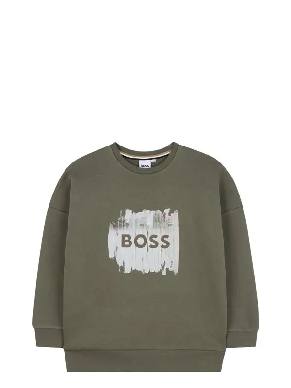 Hugo Boss Crew Neck Sweatshirt With Logo Detail - Khaki