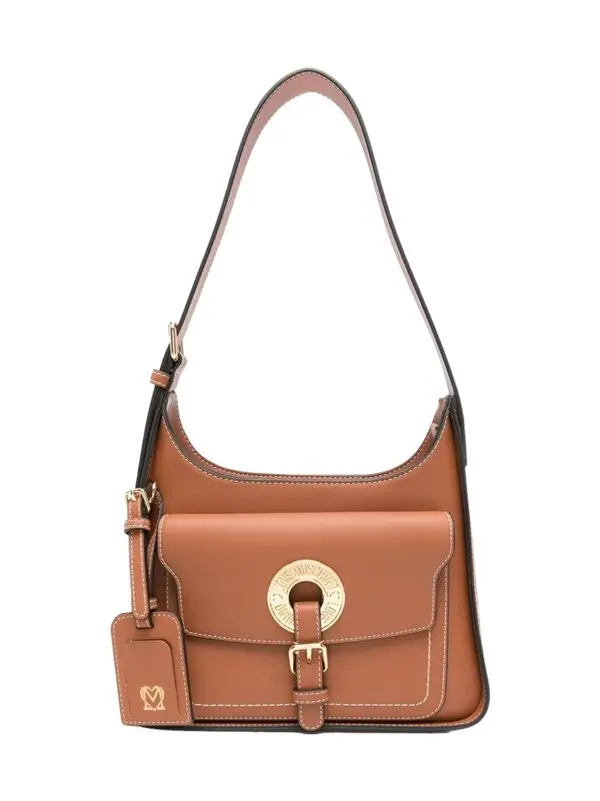 Moschino Love Logo-plaque Zipped Shoulder Bag - Brown