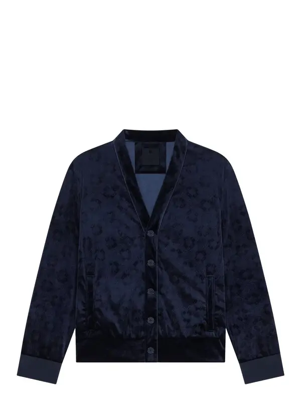 Givenchy Cardigan In Monogram 72 Velvet - Dark Blue