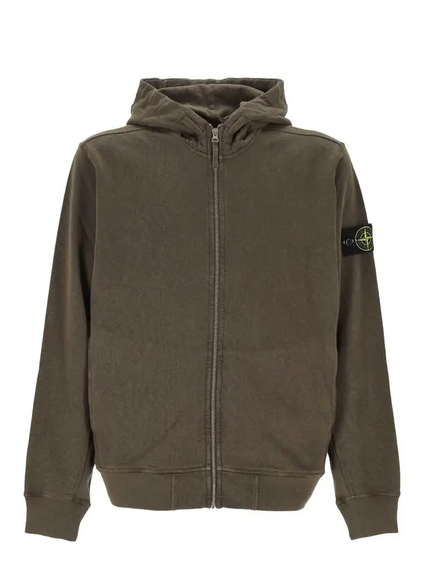 Stone Island Zip-up Hooded Jacket - Brown