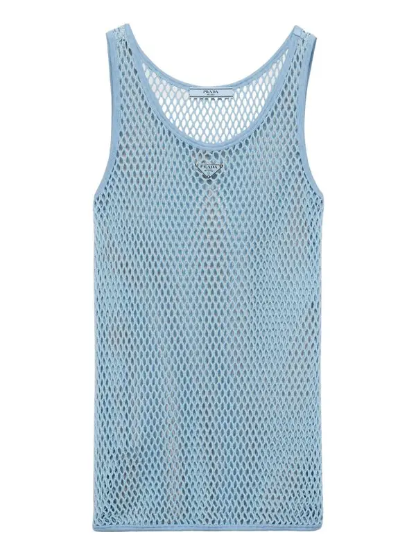 Prada Sleeveless Cotton Mesh Top - Interstellar Blue