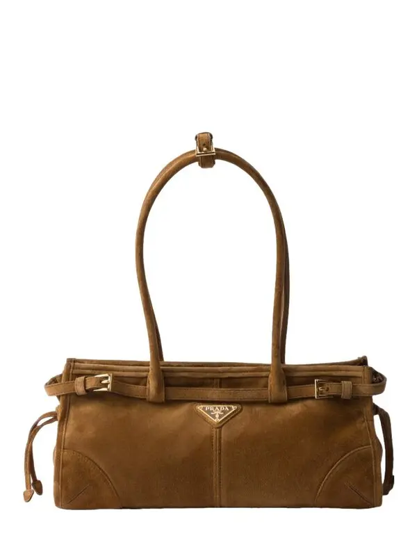 Prada Bonnie Medium Suede Handbag - Cinnamon