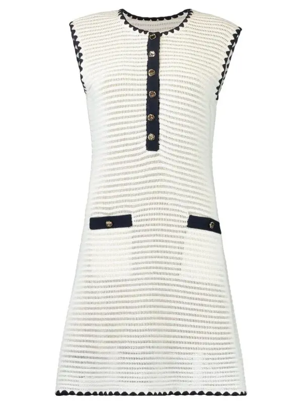 SELF-PORTRAIT Crochet Knit Mini Dress - White