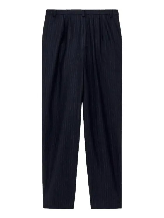 Emporio Armani Pinstripe Wool Blend Pants Signature Capsule - Blue