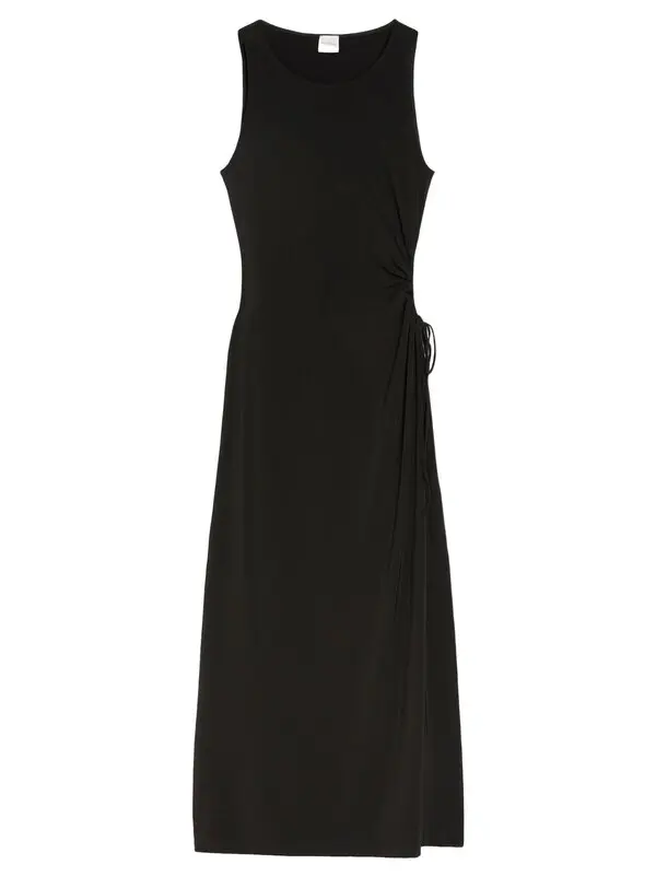 Max Mara Sleeveless Crepe Jersey Maxi Dress With Drawstring Detail - Black