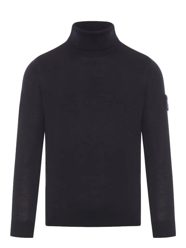 Stone Island Logo Patch Roll-neck Jumper - Black