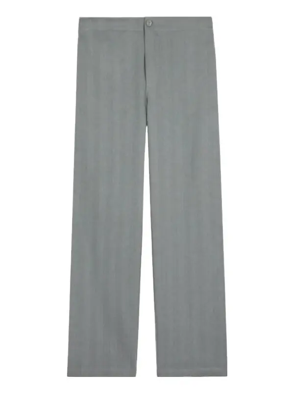 TOD'S Herringbone Drawstring Linen Trousers - Grey