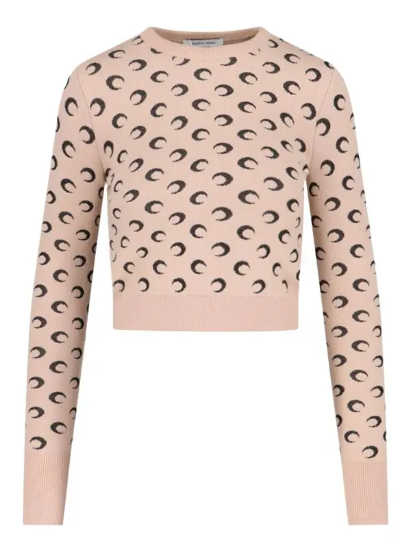 MARINE SERRE Moon Jacquard Cropped Jumper - Nude