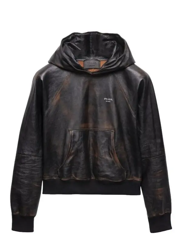 Prada Nappa Leather Hoodie - Black