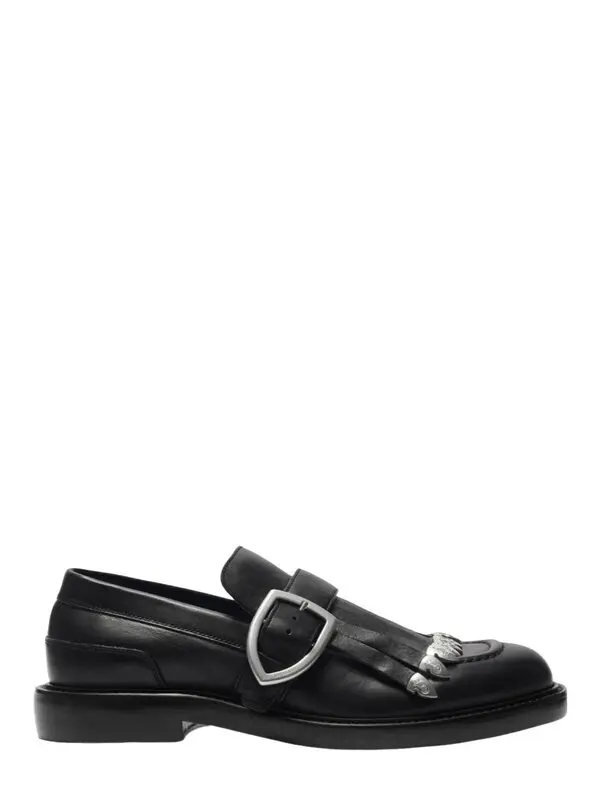 Burberry Cobble Loafers With Equestrian Knight Logo Detailing - Black