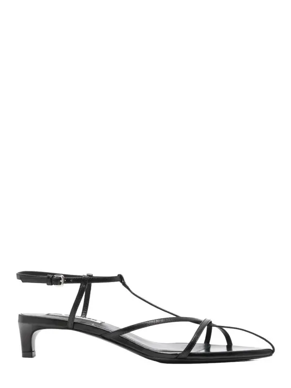 JIL SANDER Pointed Toe Sandals With Buckle Ankle Strap - Black