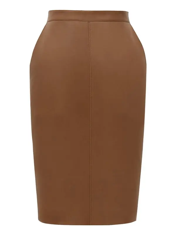 Saint Laurent Cassandre Lambskin Pencil Skirt - Candy Brown