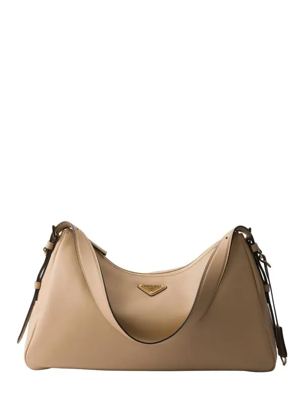 Prada Aimée Large Leather Shoulder Bag - Sand-colored