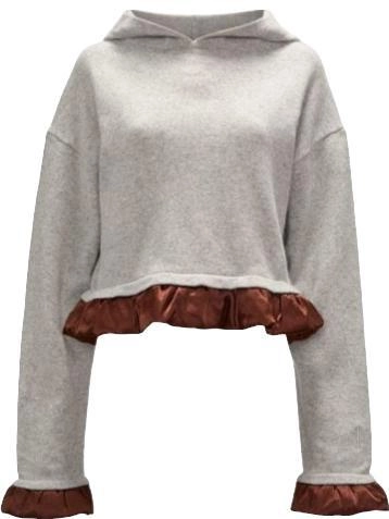 J.W.ANDERSON Satin-trimmed Cropped Hoodie - Gray