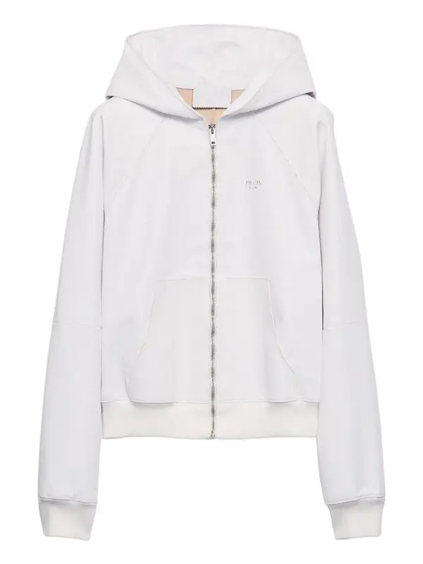 Prada Leather Zip-up Hoodie - White