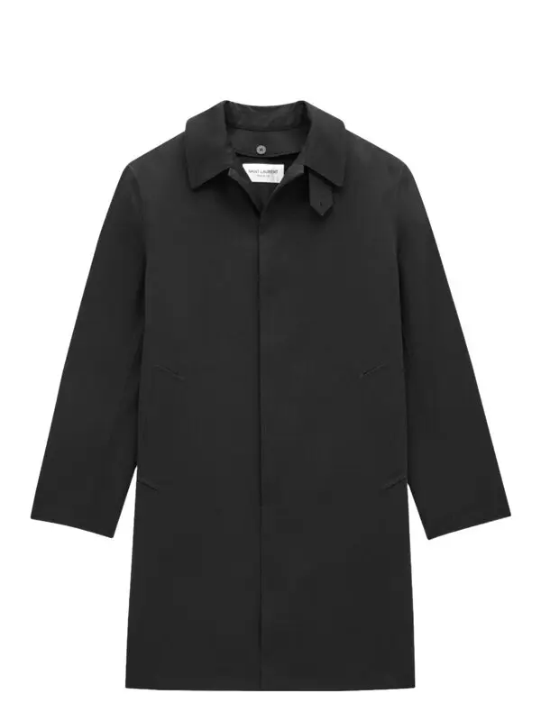 Saint Laurent Water-repellant Canvas Mackintosh Coat With Removable Wool Vest - Black