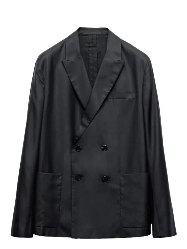 Prada Double-breasted Silk Jacket - Black