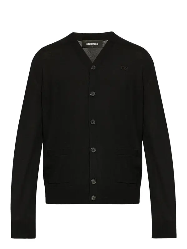 Dsquared2 Logo Embroidered Knitted Cardigan - Black