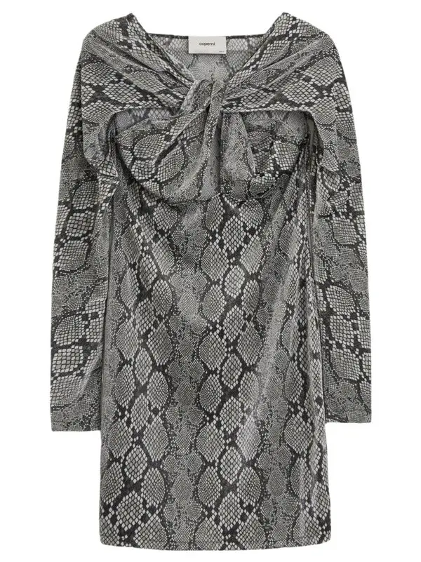 Coperni Twisted Hollow Dress With Animal Print - Gray