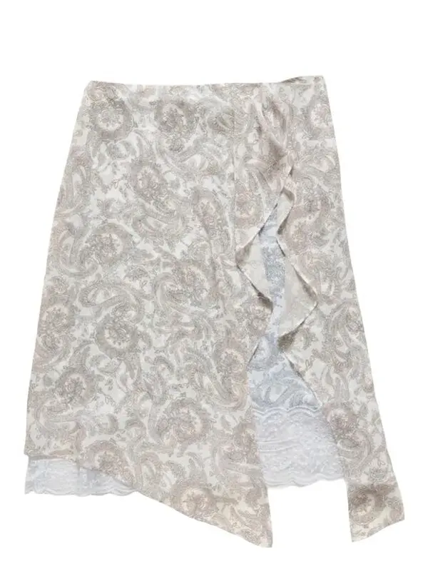 Acne Studios Asymmetrical Paisley Print Silk Skirt - Agu
