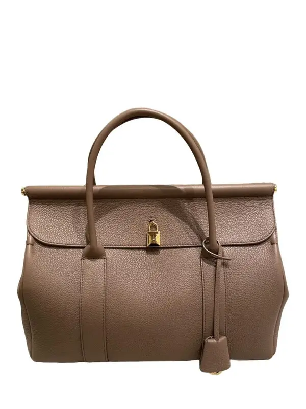Loro Piana Top Handle Bag With Logo Details - Fossil