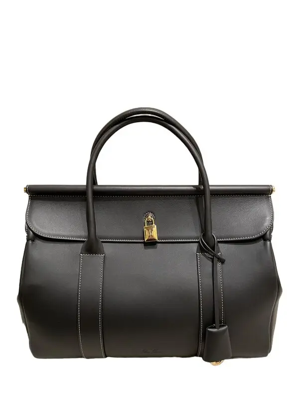Loro Piana Stitch Detail Handbag With Lock And Pouch - Black