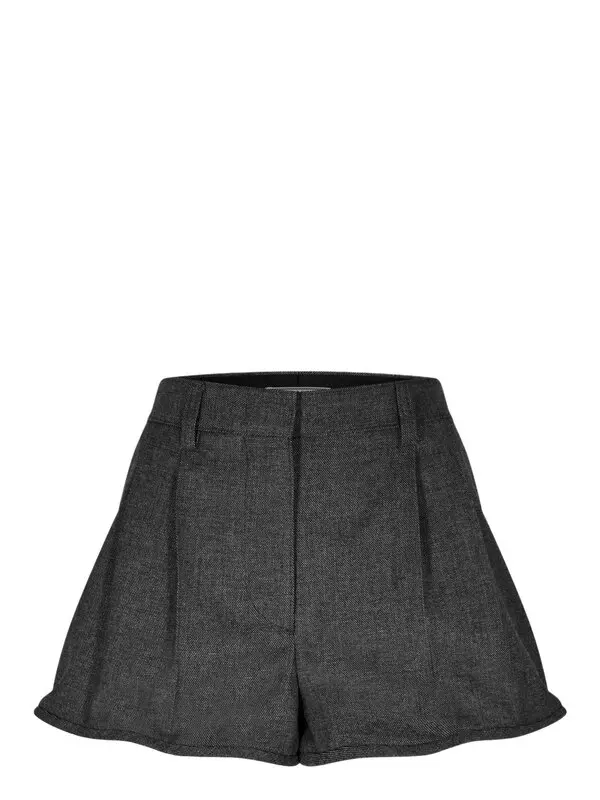 Prada Logo Patch Pleated Shorts - Black