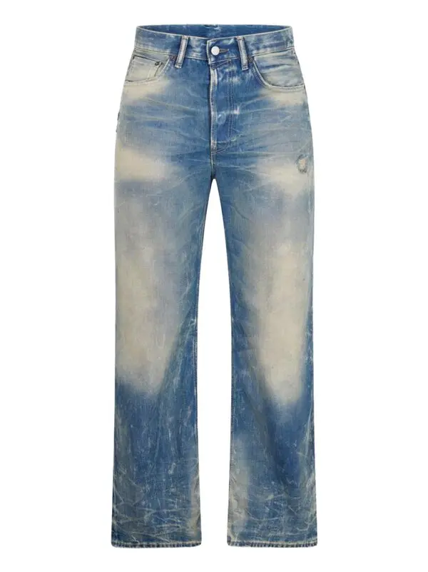 Acne Studios Wide Leg Jeans With Logo Patch - Gray