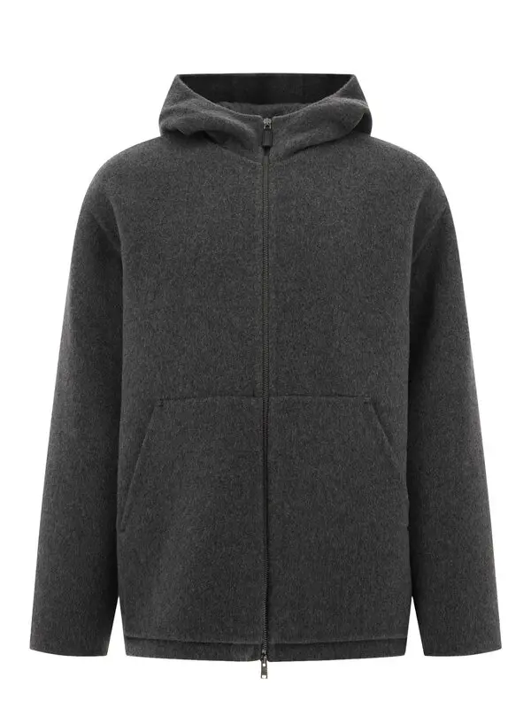 Prada Wool Zip-up Hoodie Jacket - Slate Grey
