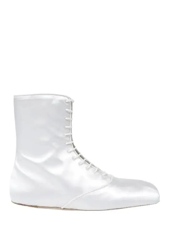 ANN DEMEULEMEESTER Monil Lace-up Satin Boots - White