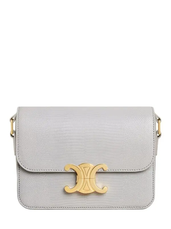 Celine Teen Triomphe Bag In Lizard - Cloud Gray