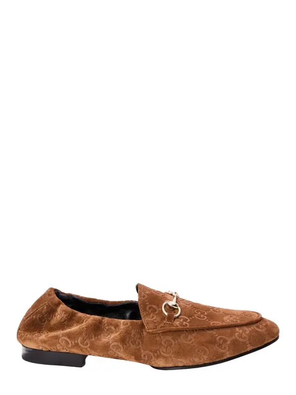 Gucci Logo Embossed Horsebit Loafers - Brown