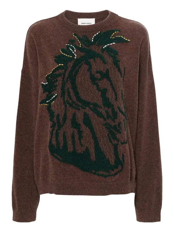 Henrik Vibskov Horse Head Jacquard Jumper - Brown